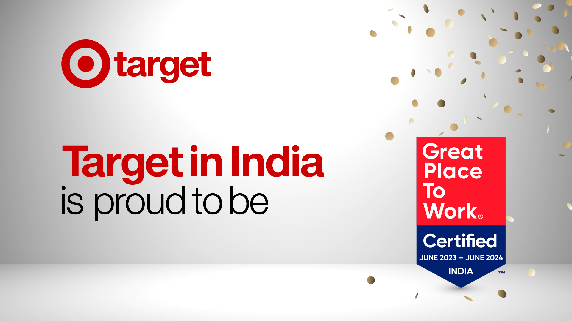 Gray banner with Target GPTW certification