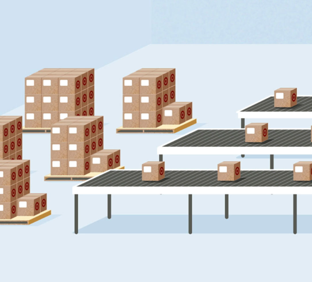 Target's sortation center illustrative representation